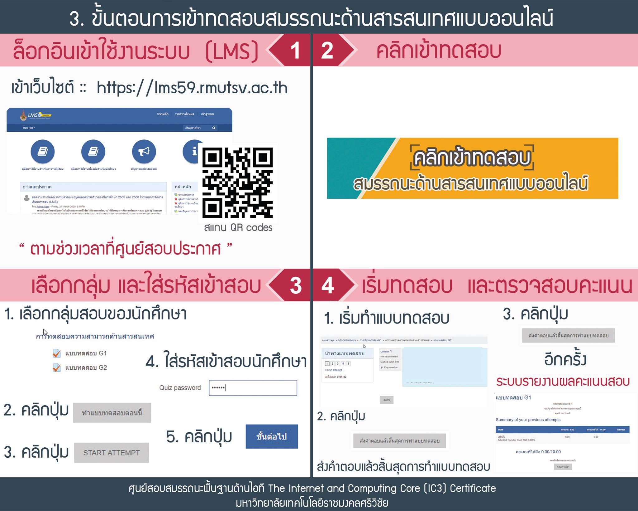 ขั้นตอนการทดสอบสมรรถนะด้านสารสนเทศแบบออนไลน์ ผ่าน ระบบจัดการเรียนการสอน ...